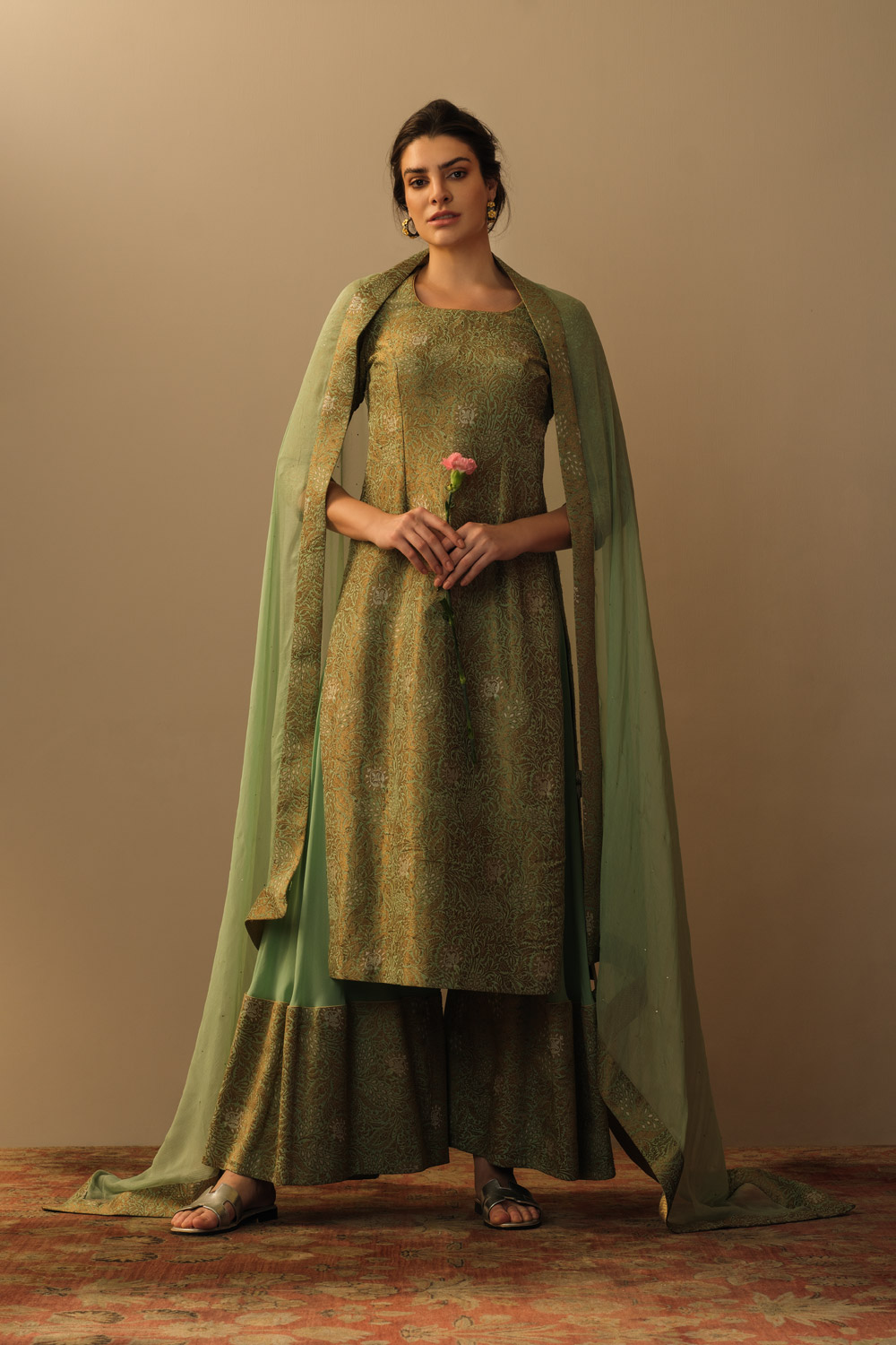 'ZARBAFT' sharara set aquamarine | Mallika Mathur