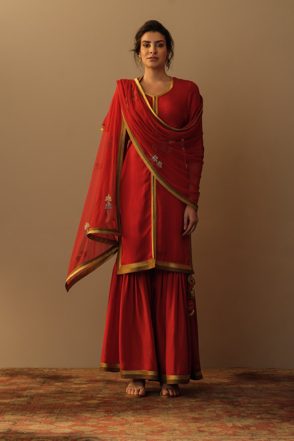 'Surkh' gharara set | Mallika Mathur