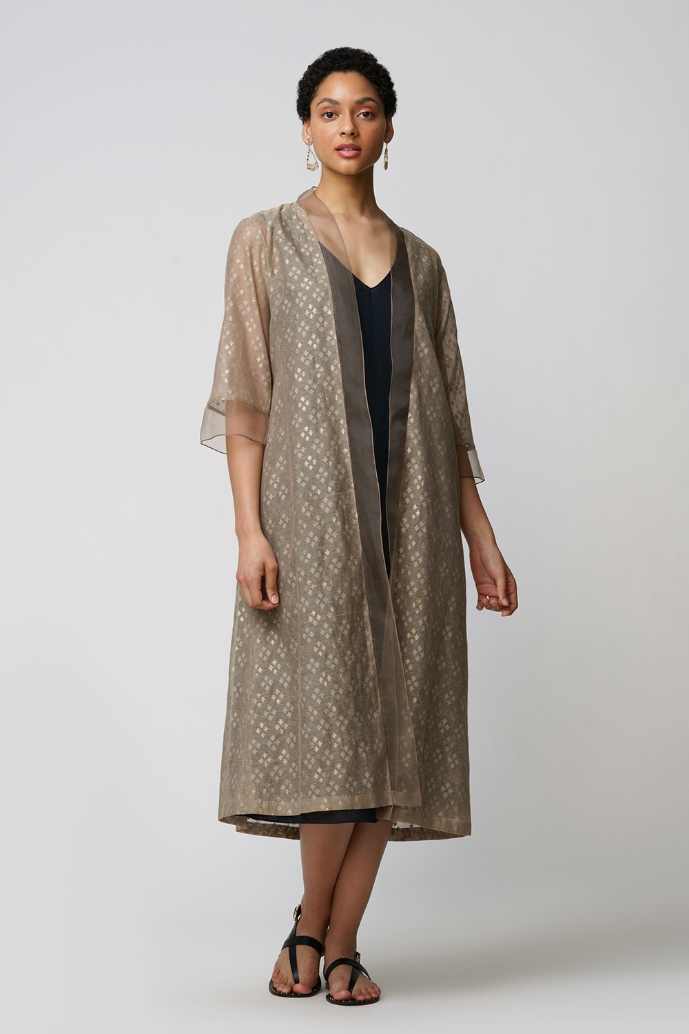 Neera' shrug kora cotton taupe | Mallika Mathur