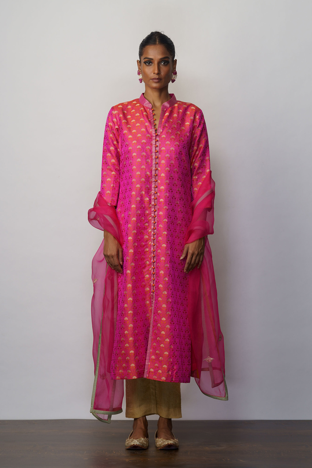 Kurta Silk Tanchoi Rani Pink | Mallika Mathur