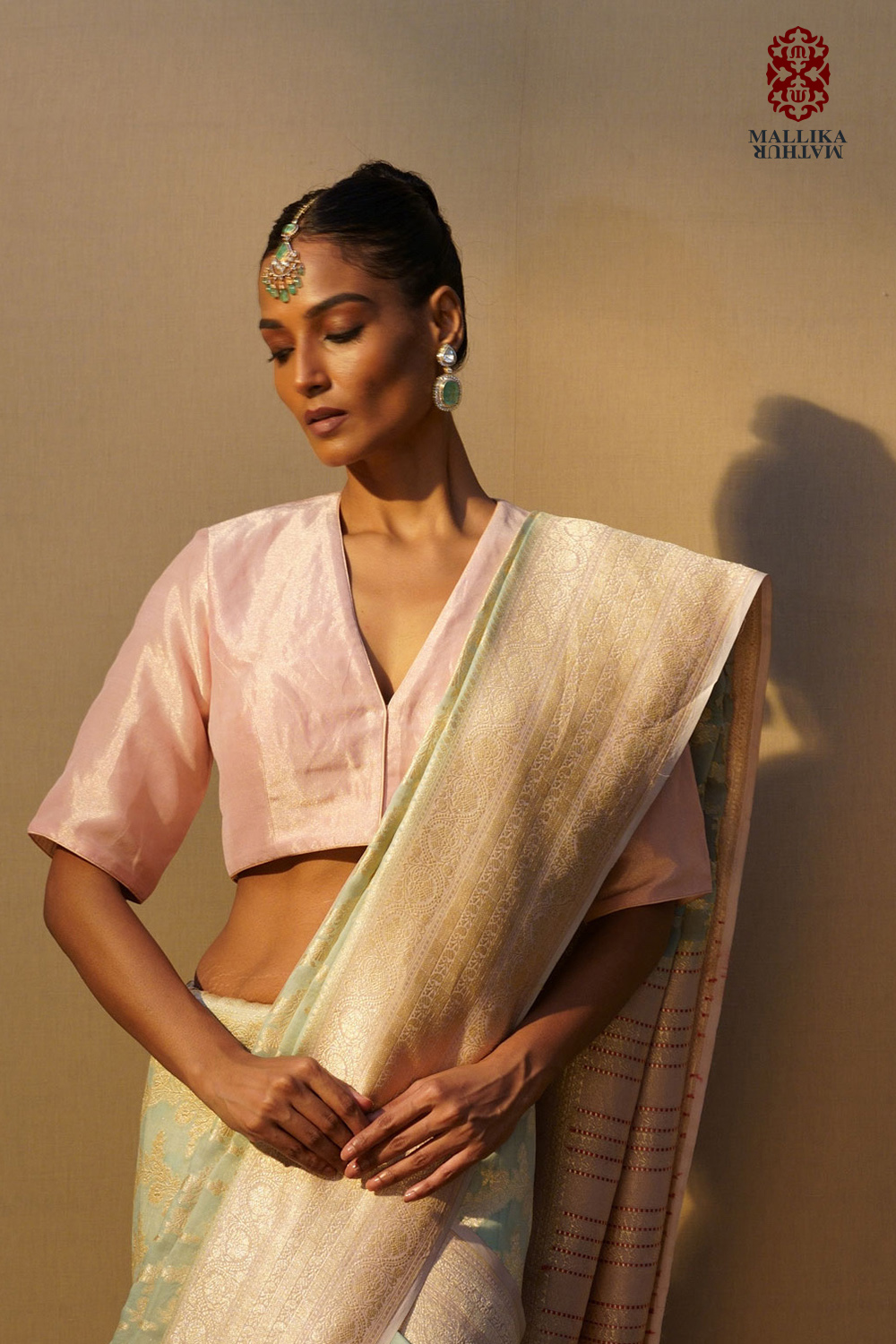Blouse satin silk blush | Mallika Mathur